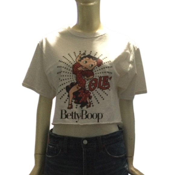 Betty Boop | Tops | Betty Boop White Crop Top | Poshmark